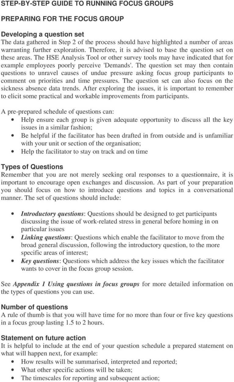 How To Organise And Run Focus Groups – Pdf within Focus Group ...