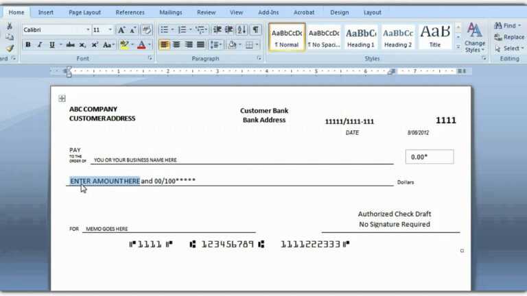 How To Print A Check Draft Template throughout Personal Check Template Word 2003 – Xfanzexpo.com