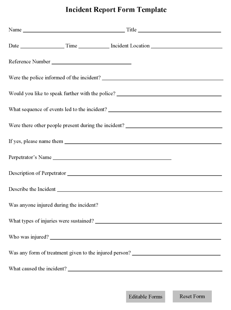 Incident Report Form Template | Editable Forms regarding Customer ...