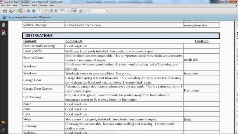 Inspection Report Template – Final Report for Drainage Report Template ...