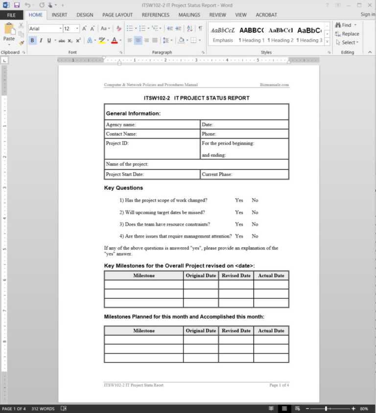 It Project Status Report Template | Itsw102-2 throughout Daily Status ...
