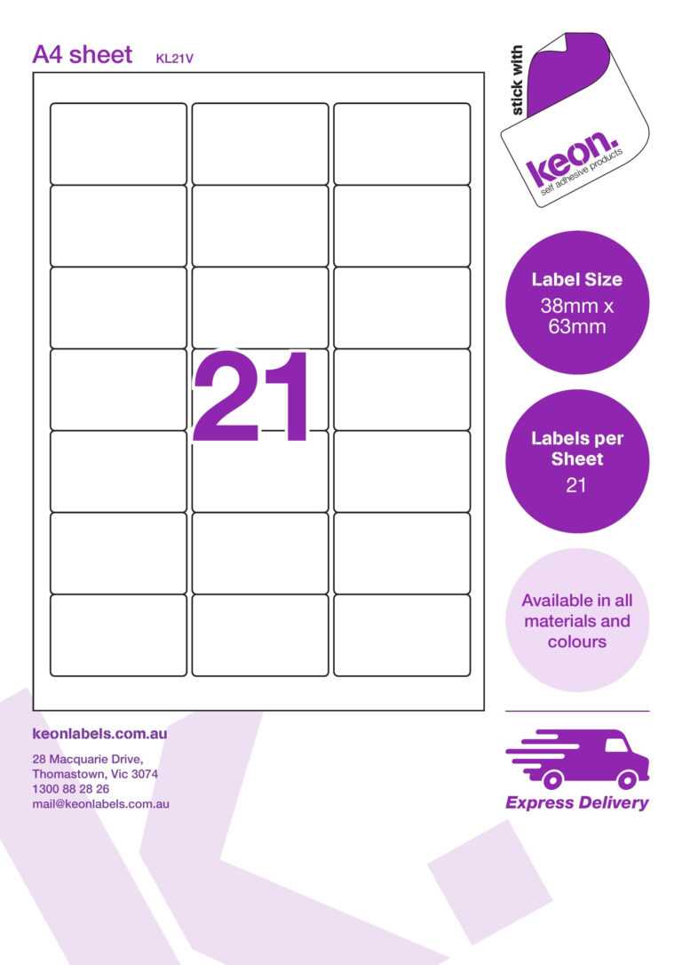Kl21V 38.1 X 63.5 R174 throughout Word Label Template 21 Per Sheet ...