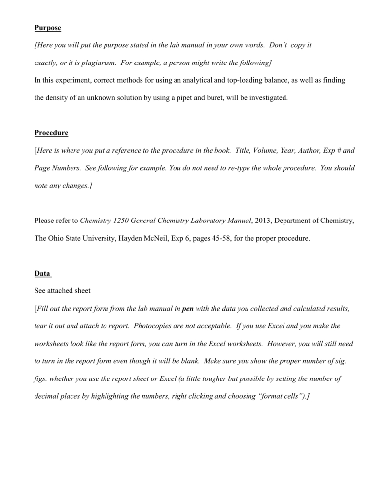 Lab Report Example Osu Chemistry For Lab Report Template Chemistry Lab Report Example Osu Chemistry For Lab Report Template Chemistry
