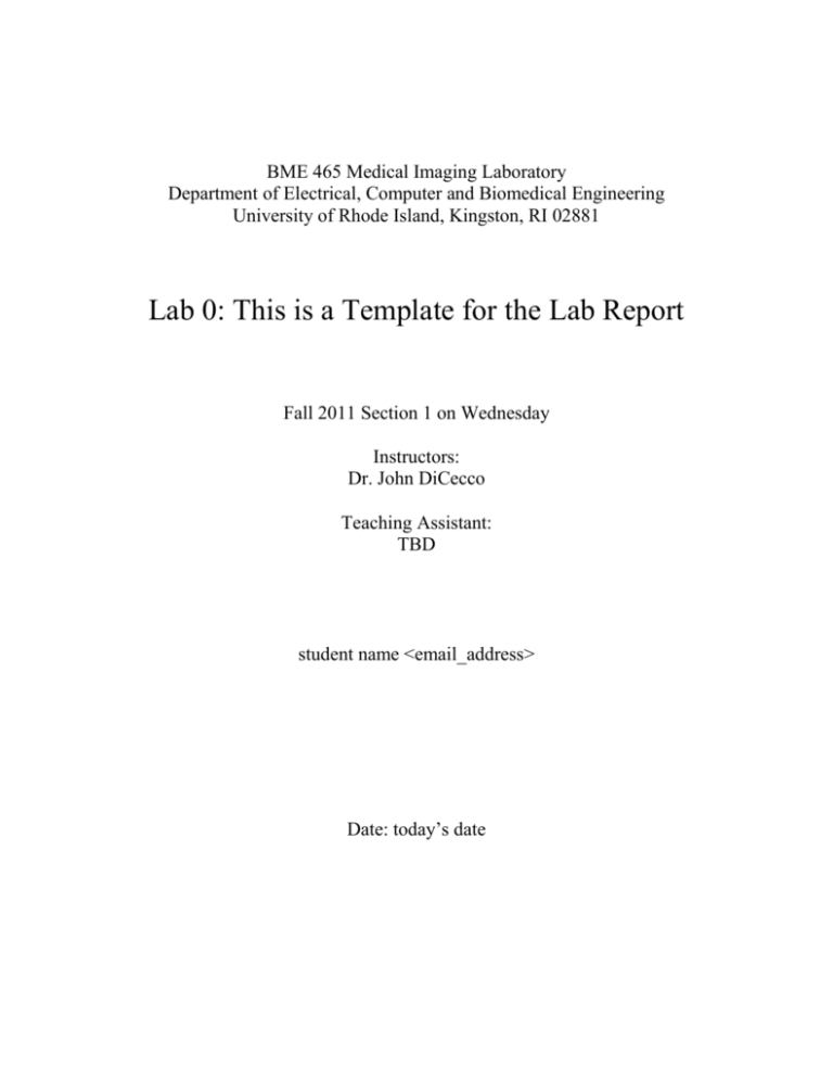 Lab Report Template – Electrical, Computer & Biomedical for Engineering ...