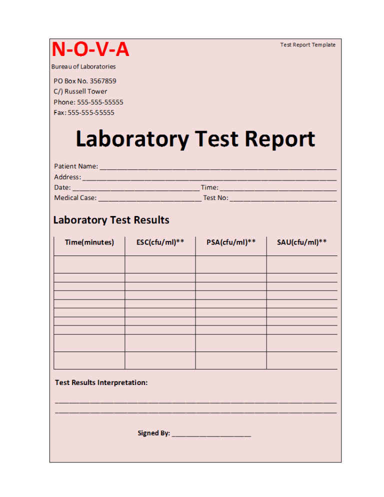 Laboratory Test Report Template Inside Medical Report with Medical ...