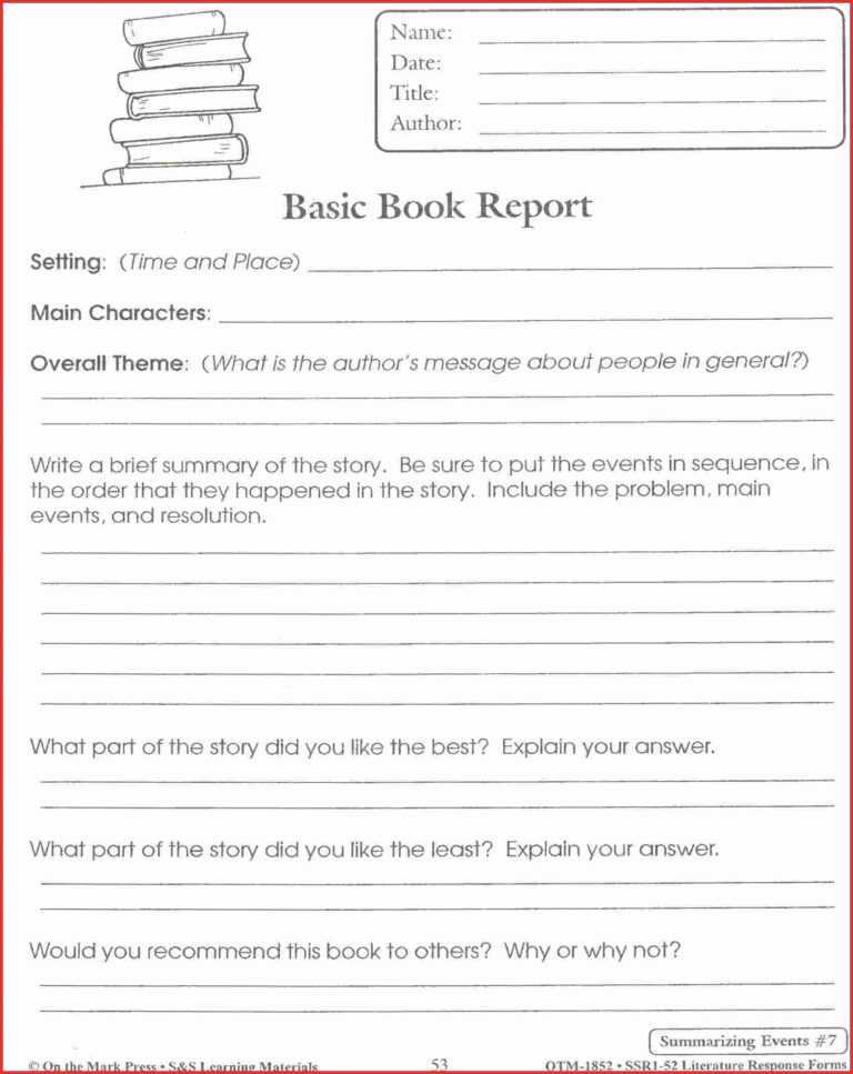 Lovely 4Th Grade Book Report Template | Job Latter throughout Story ...