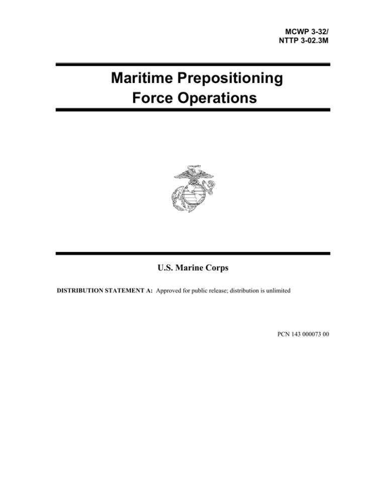 Maritime Prepositioning Force Operations U.s. Marine Corps regarding ...