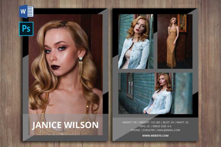 Modeling Comp Card Template, Word Template, Photoshop Template, Instant ...