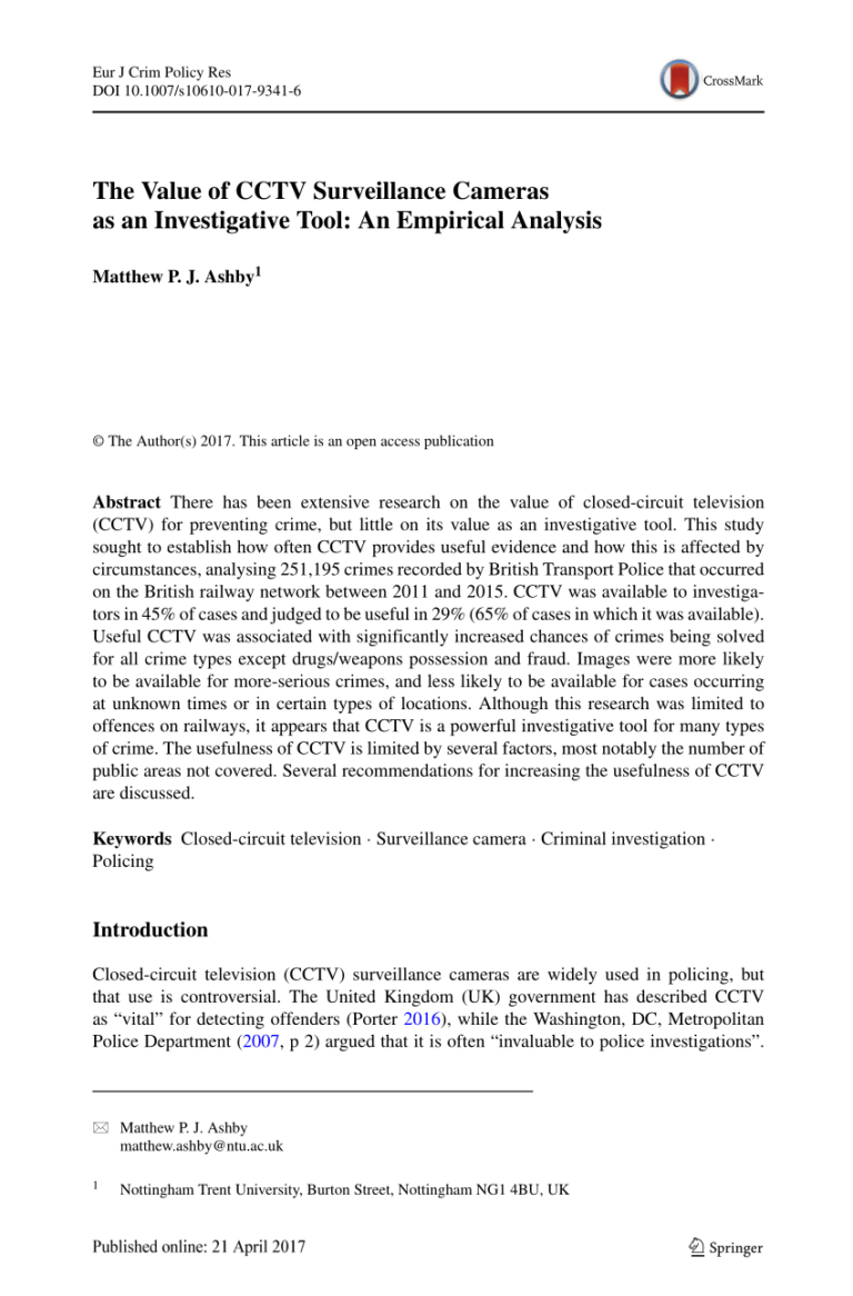 Pdf) The Value Of Cctv Surveillance Cameras As An pertaining to Private ...