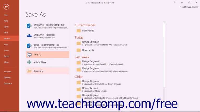 Powerpoint 2016 Tutorial Saving A Presentation Template Microsoft ...
