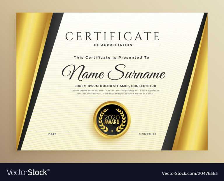 Premium Certificate Template Design With Golden with regard to High ...