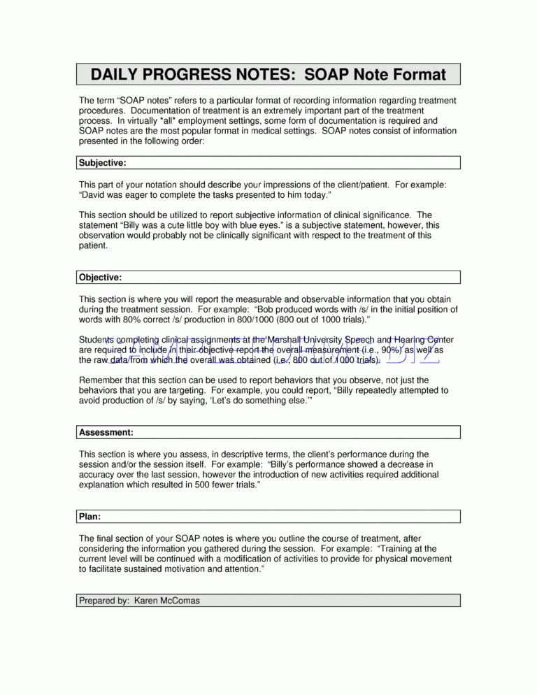 Preview Pdf Soap Note Format Template, 2 for Soap Report Template ...