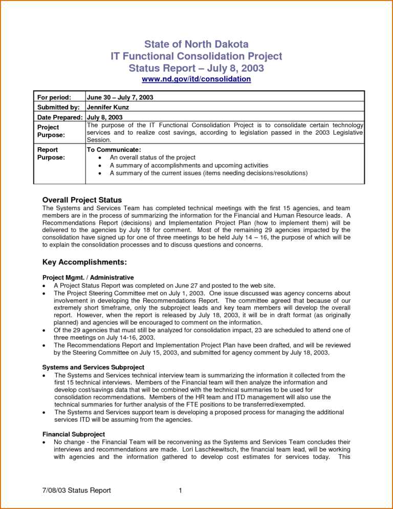 Project Monthly Report Template And Form Sample For Your within How To ...
