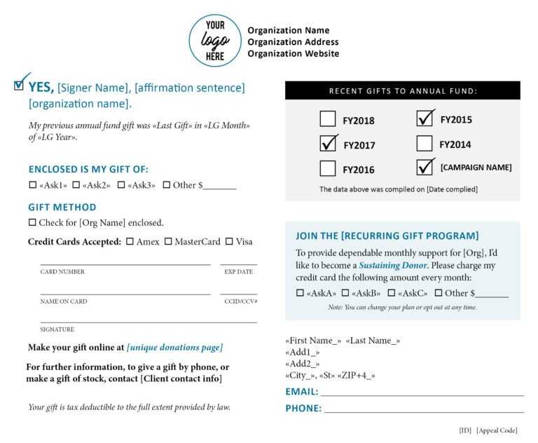 Reply Card Designs That Raise Money | Five Maples within Donation Cards ...