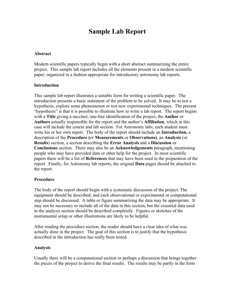 Sample Lab Report Inside Lab Report Conclusion Template Professional