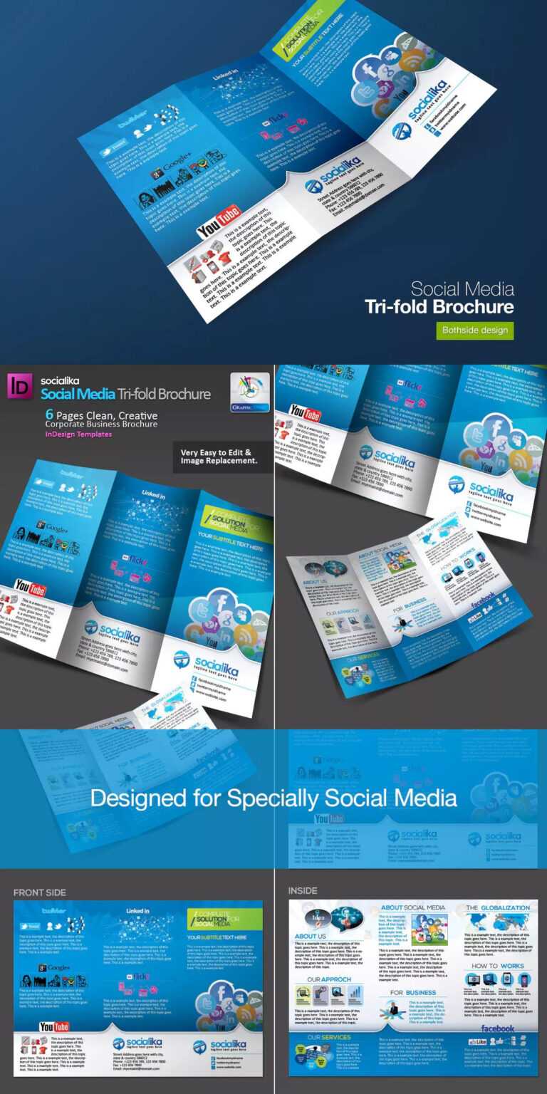 Social Media Tri-Fold Brochure Template Indd | Bi Fold throughout ...