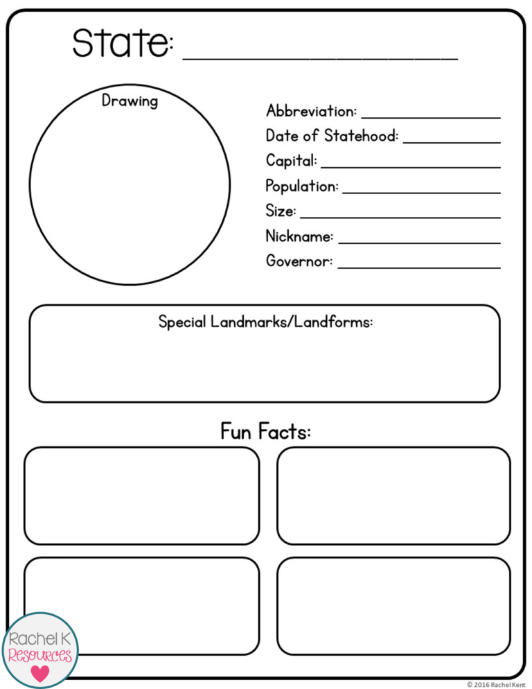 State Research Template | Social Studies | Book Report with regard to ...
