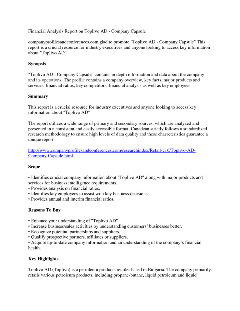 Stunning Business Financial Analysis Report Template And pertaining to ...