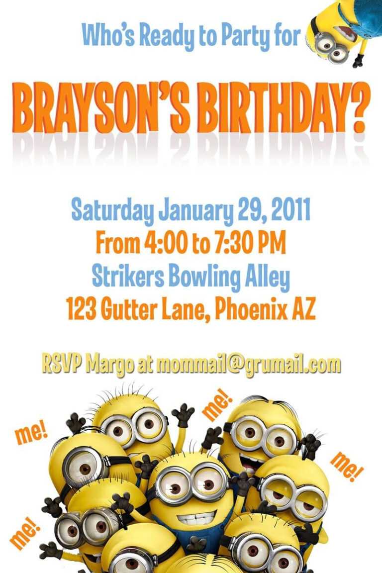 Template For A Dispicable Me Invitation Cards | Despicable intended for ...