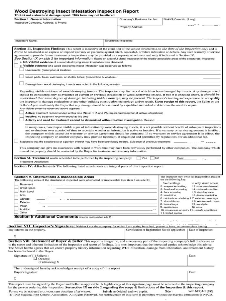 Termite Inspection Form – Fill Online, Printable, Fillable within Pest ...