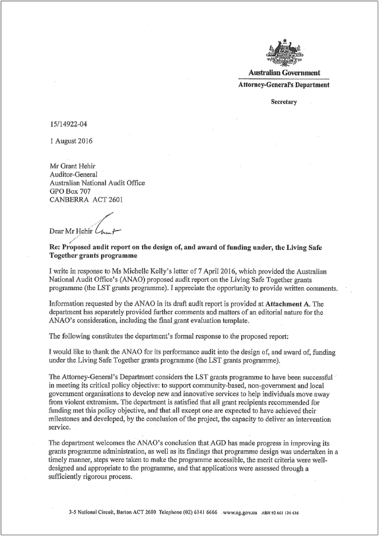 The Design Of, And Award Of Funding Under, The Living Safe with ...