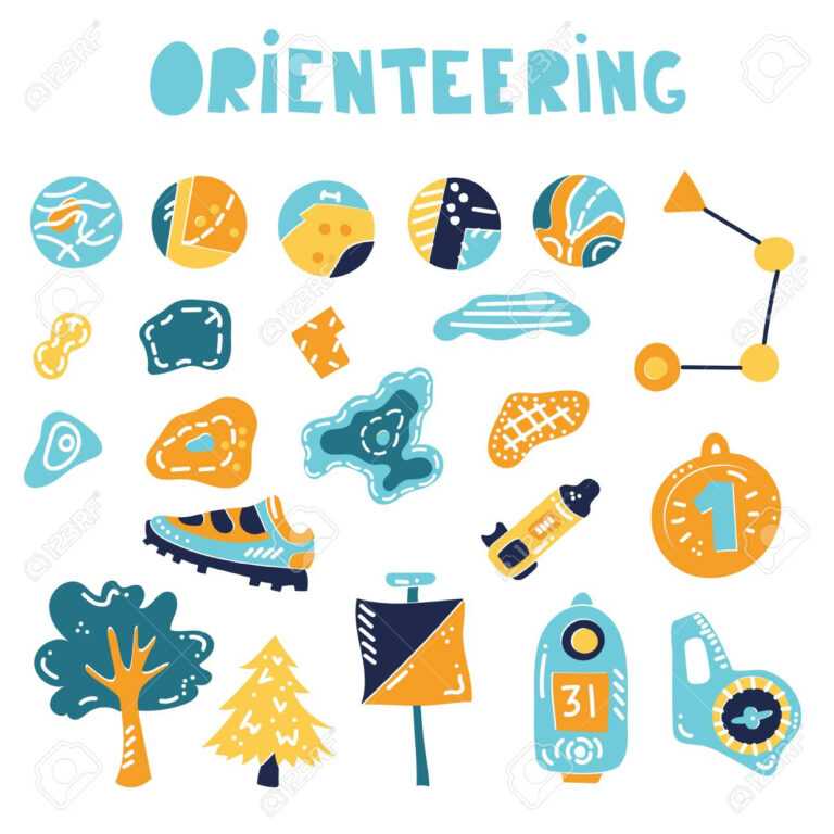 Vector Illustration Of Orienteering Map Signs. Large Set Of Map ...