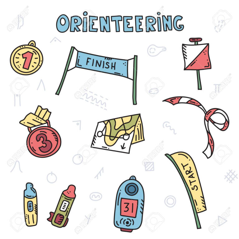 Vector Illustration Of Orienteering Map Signs. Large Set Of Map ...