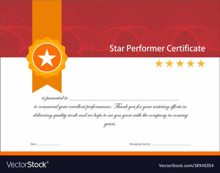 Vintage Red And Gold Star Performer Certificate with Star Performer ...