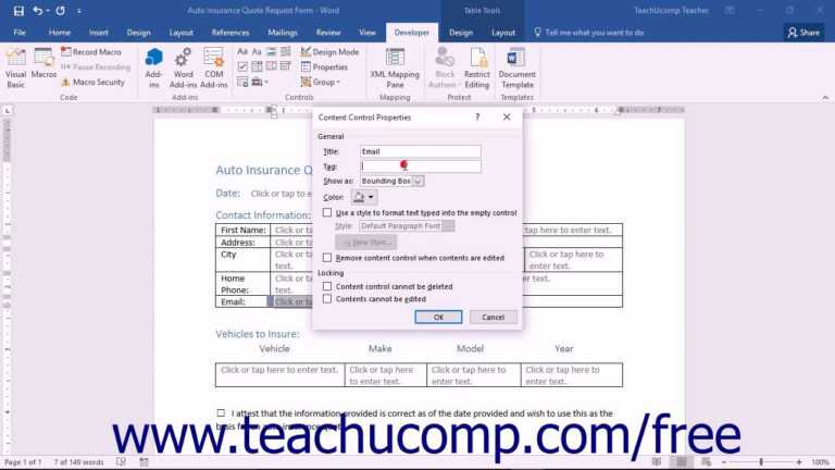 Word 2016 Tutorial Creating A Form Microsoft Training throughout ...