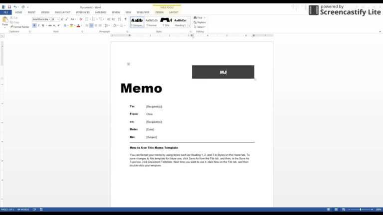 Write A Memo Using Word S Template Within Memo Template Word 2013