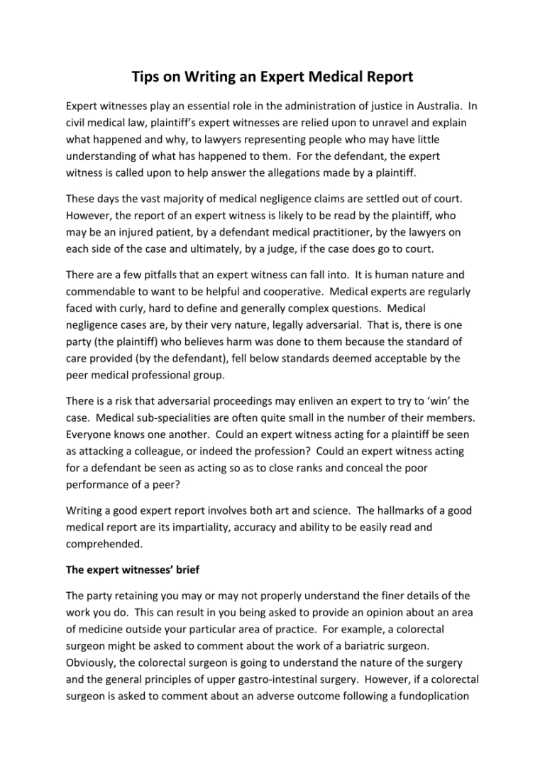 Writing Expert Witness Report – How To Write An Expert pertaining to ...
